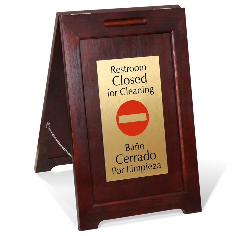 SmartSign Bilingual Restroom Closed for Cleaning Wooden A-Frame Sign, 2 ...