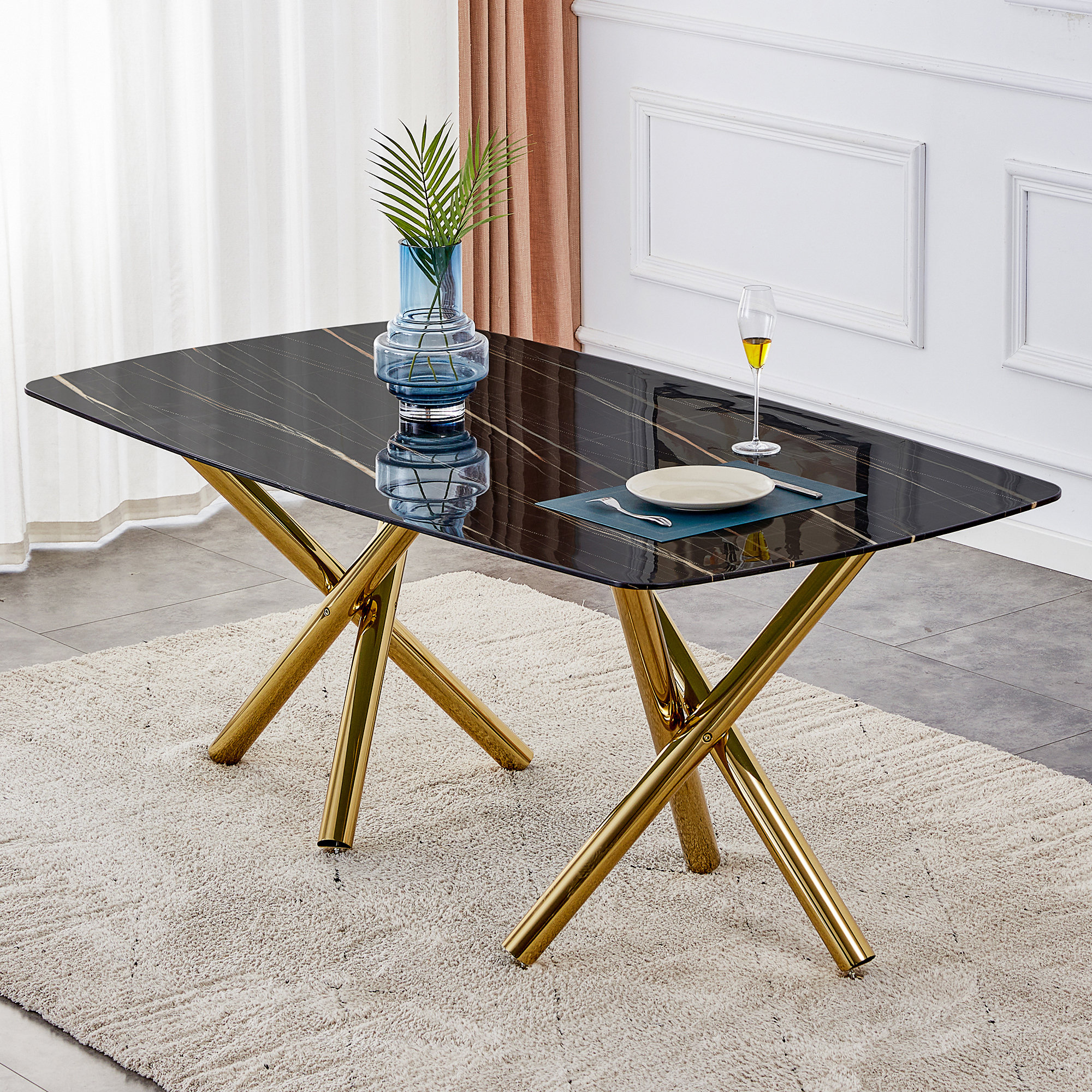 Mercer41 Kwanda Metal Base Dining Table - Wayfair Canada