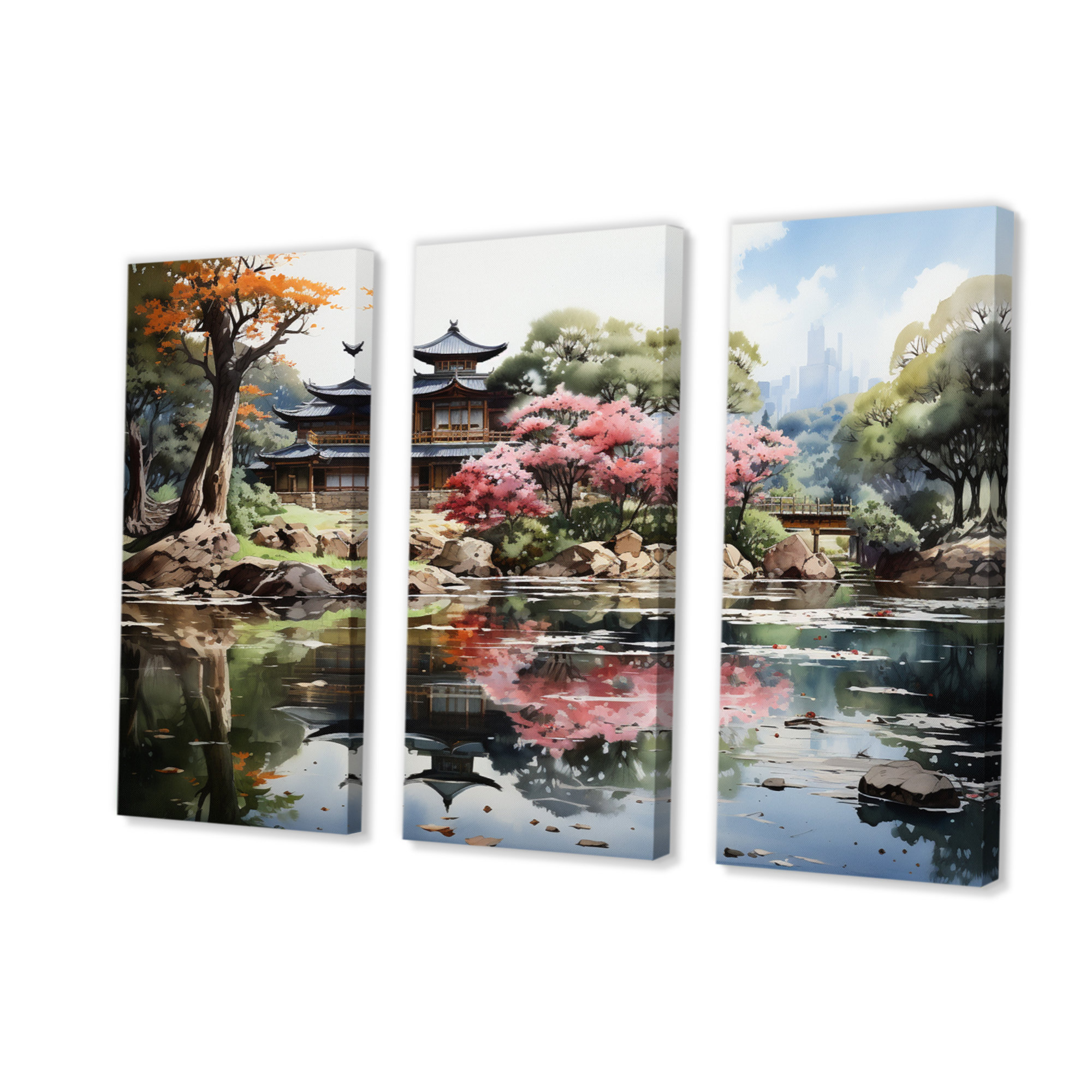 Winston Porter China Art Zen Garden - Chinese Canvas Wall Art Set | Wayfair