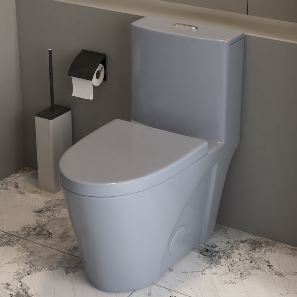 KDK HOME Black / Gray Elongated Toilet Dual-Flush Siphonic One-piece ...