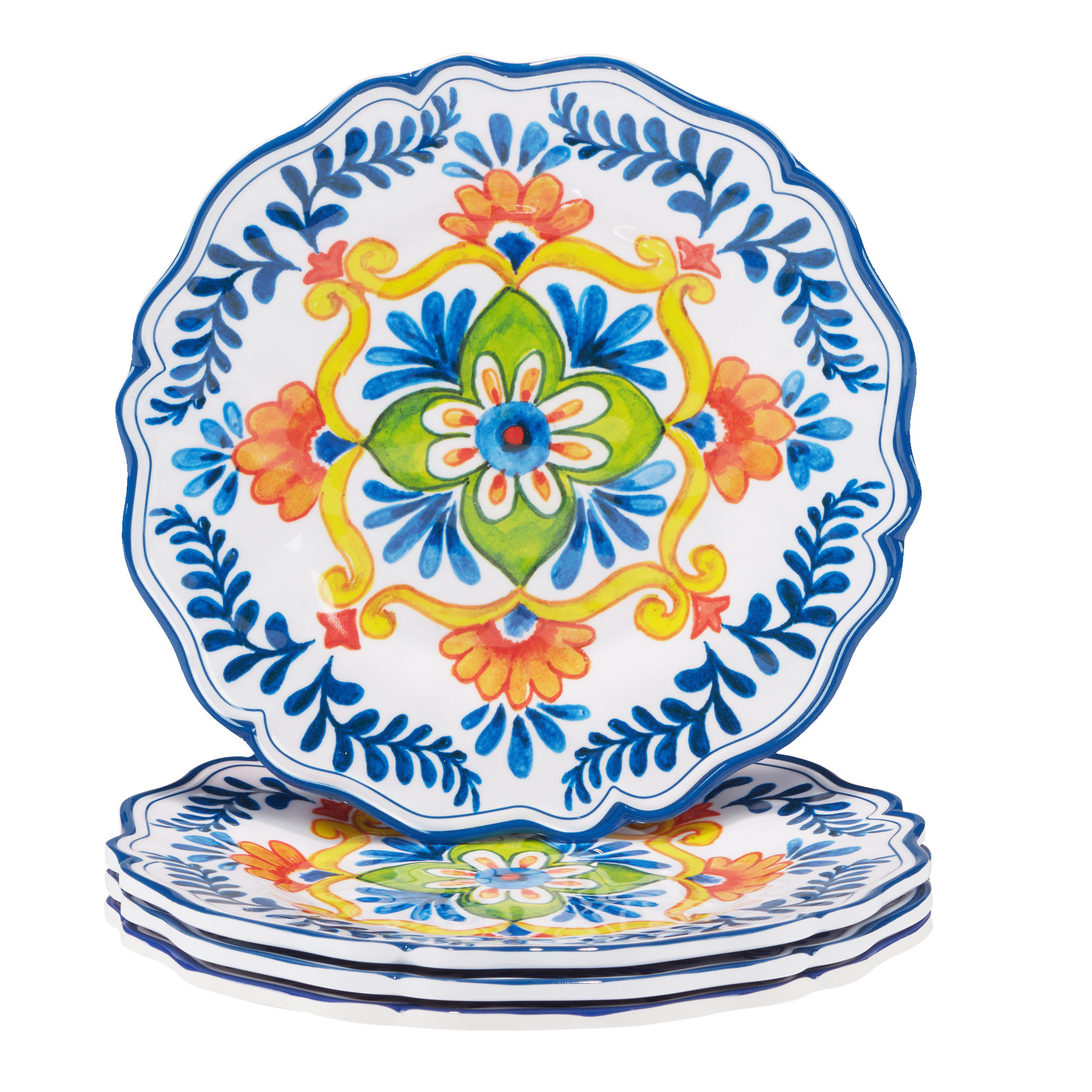 Certified International Flores Melamine Set of 4 Salad Plate 9" | Wayfair