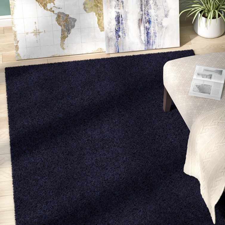 Ebern Designs Midnight Blue Shag Area Rug & Reviews | Wayfair