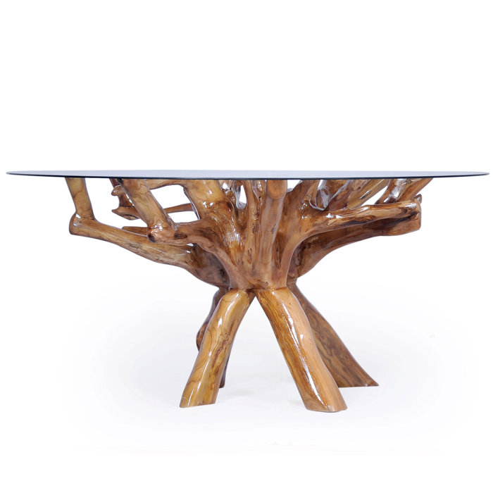 Union Rustic Glass Top Solid Wood Base Dining Table & Reviews | Wayfair