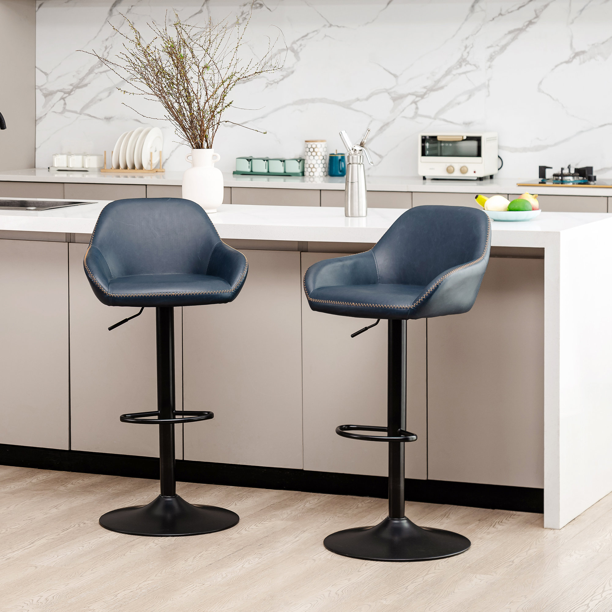 Mistana™ Thibodeaux Swivel Adjustable Height Bar Stool & Reviews | Wayfair