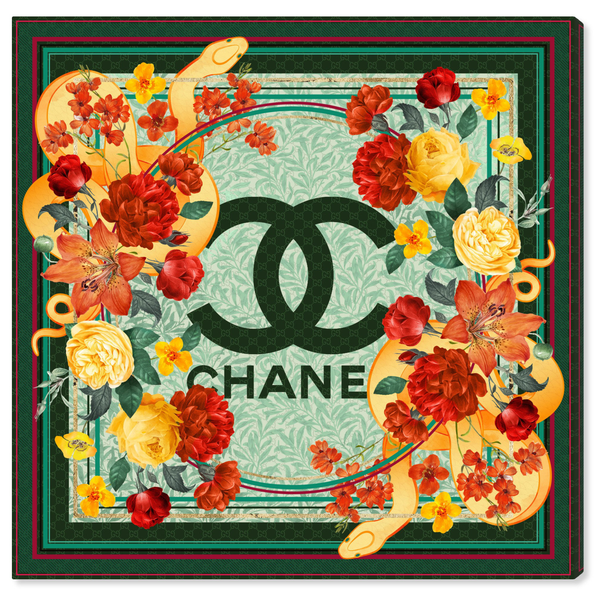 Everly Quinn Serpents Florals Canvas Maximalist Fashion Art Prints by ...