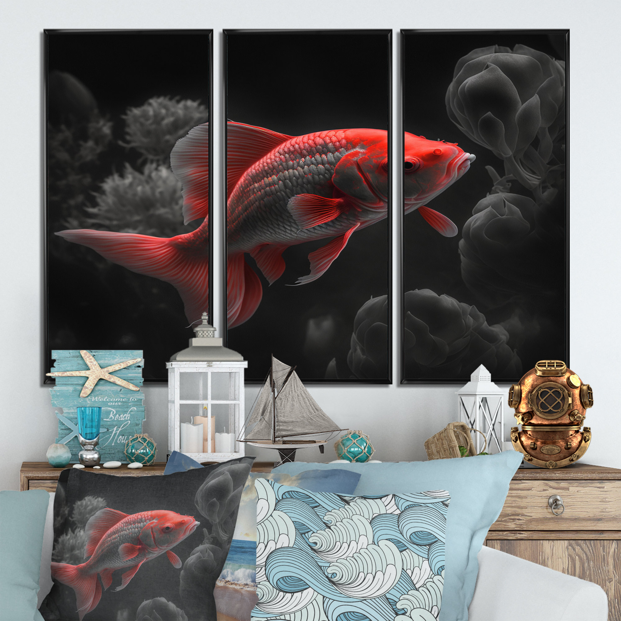 Bay Isle Home™ «Black and Red Tropical Fish III», reproduction sur ...
