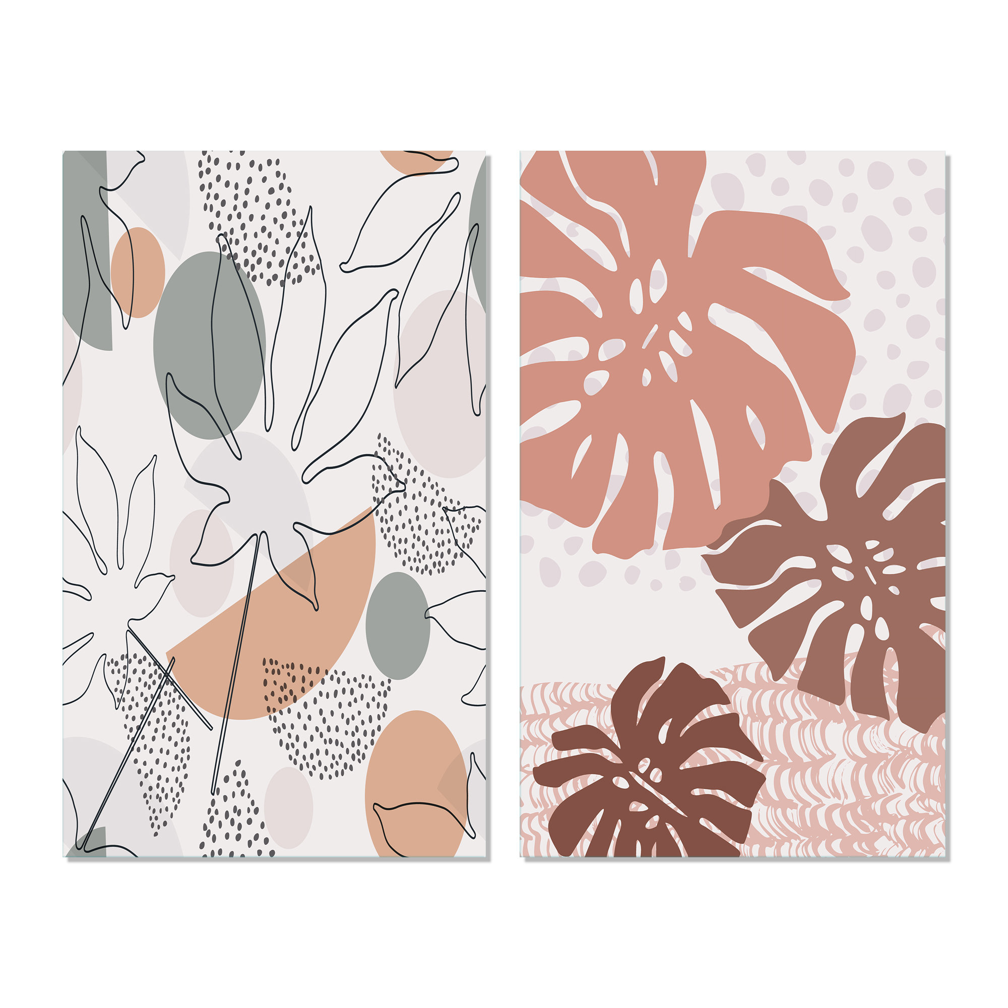 Bayou Breeze Abstract One Line Art Tropical Plants II - 2 Piece Wrapped ...