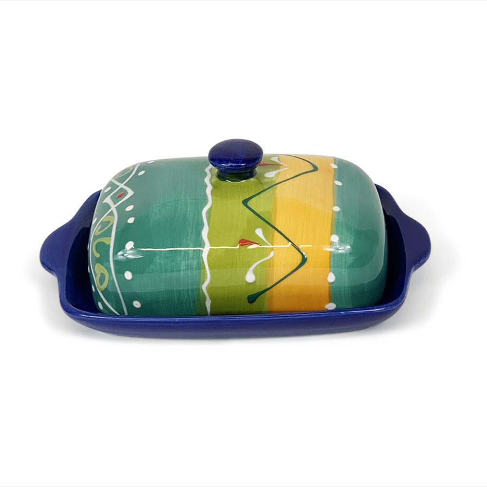 Verano Spanish Ceramics Classic Spanish - Butter Dish - Orange/green ...