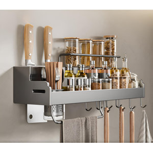 Rebrilliant Wall Mounted Kitchen Storage Rack - No Drilling Required ...