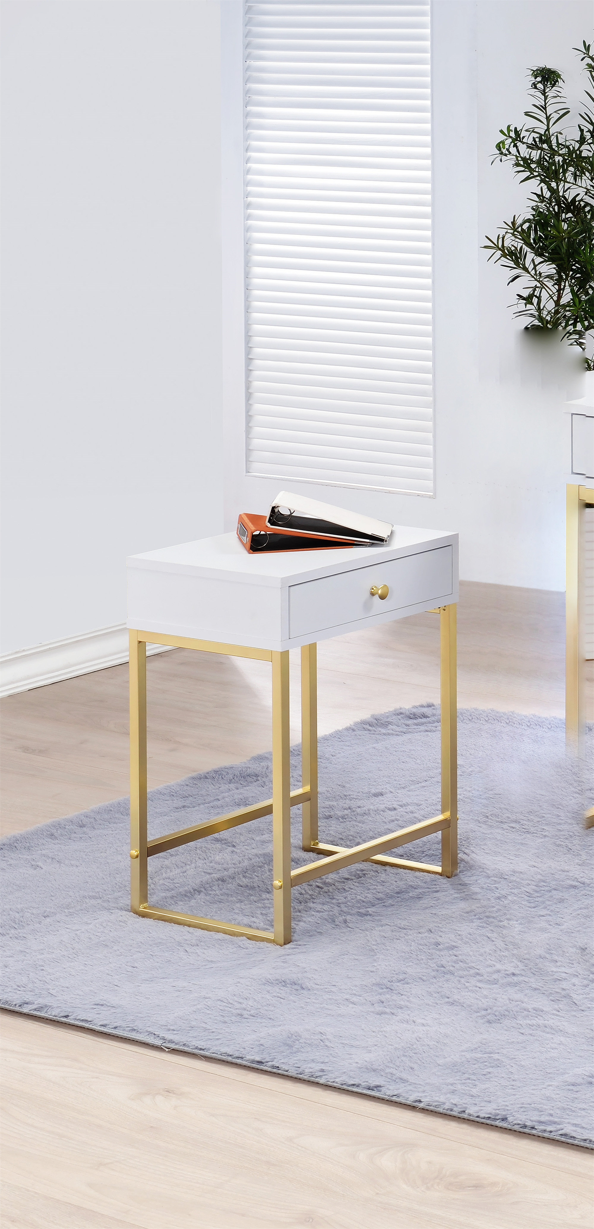 Mercer41 Coleen White & Brass Accent Table - Wayfair Canada