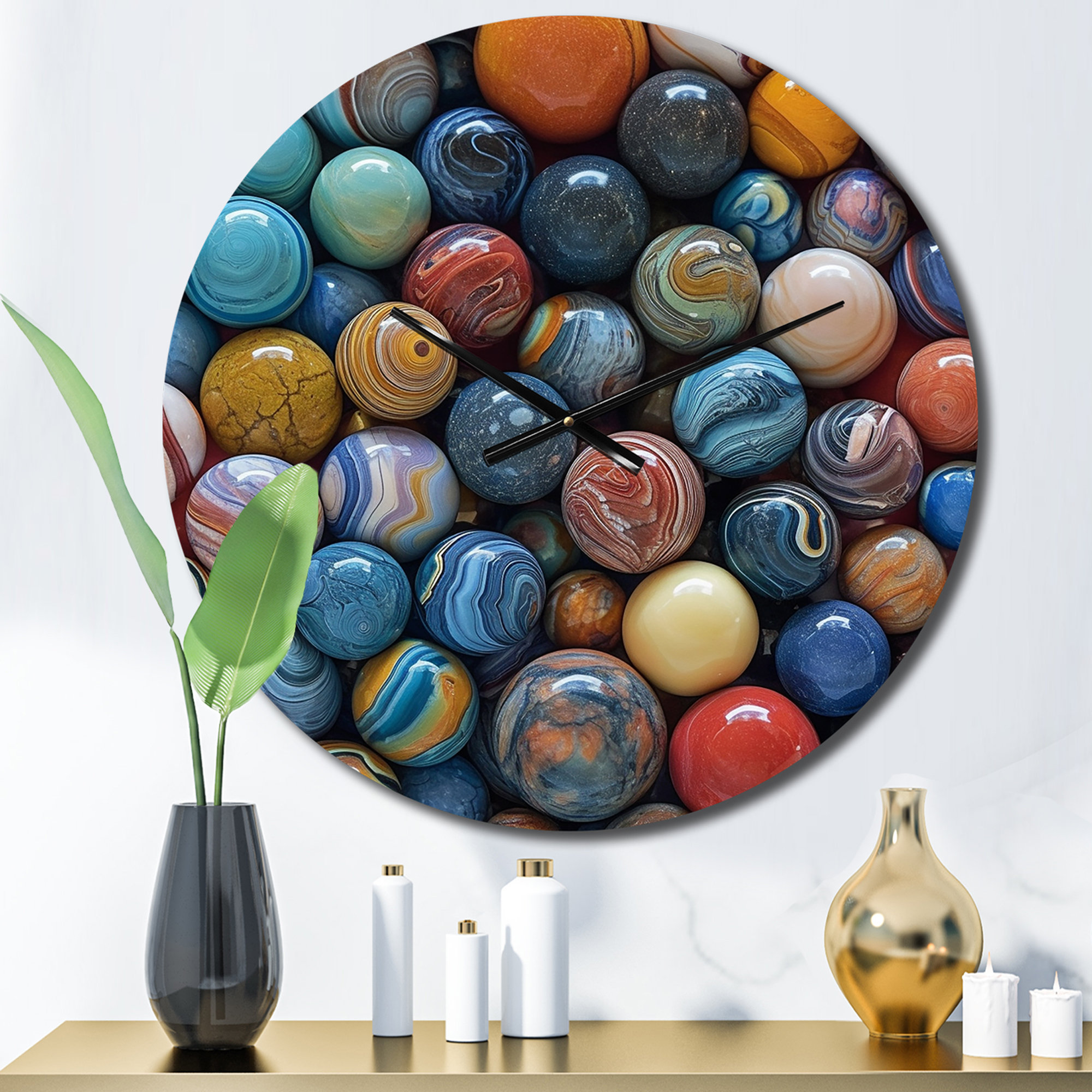 Design Art Mystical Marbles II Metal Wall Clock | Wayfair
