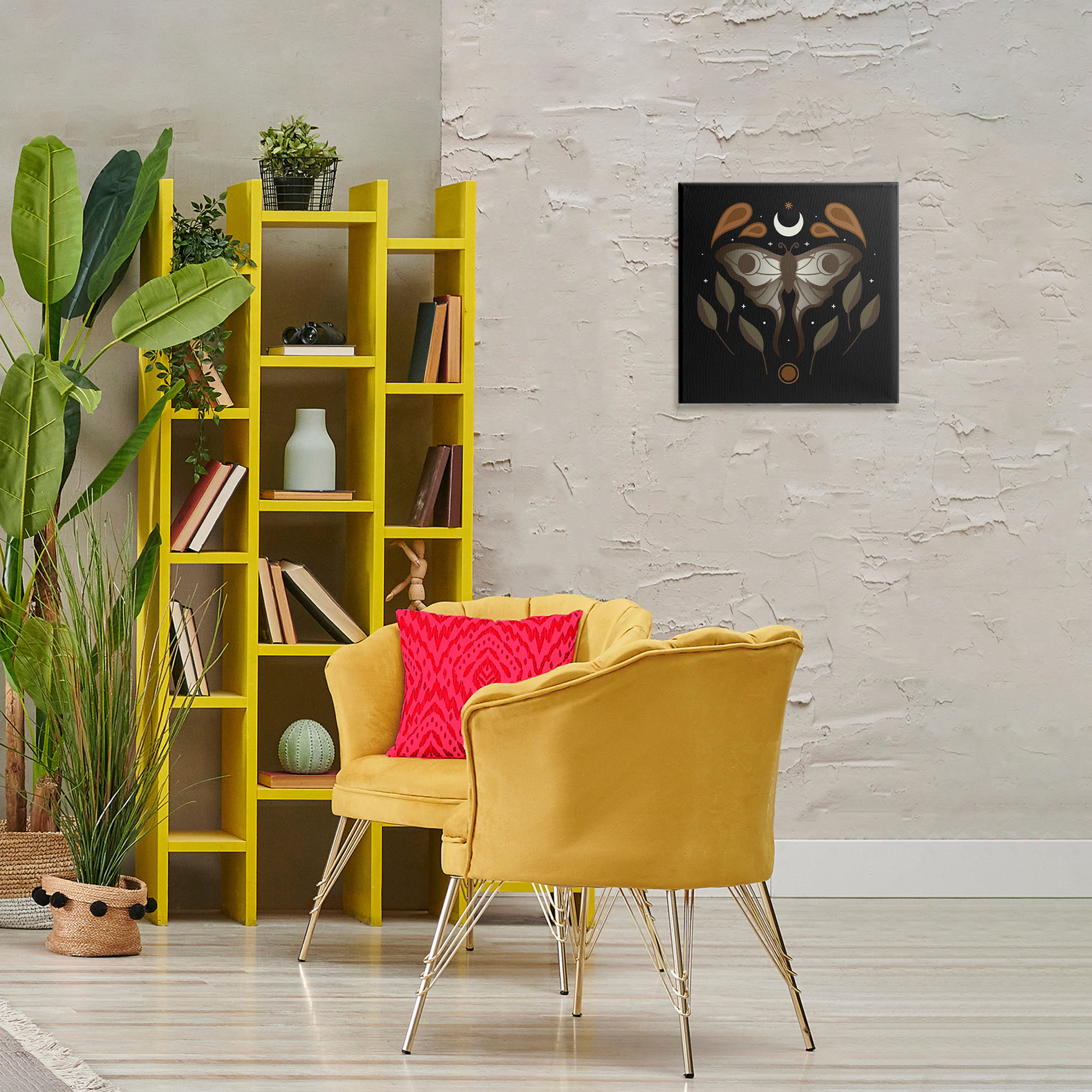 Winston Porter Celestial Moth & Leaf Sprigs Canvas Wall Art by Ahmed ...