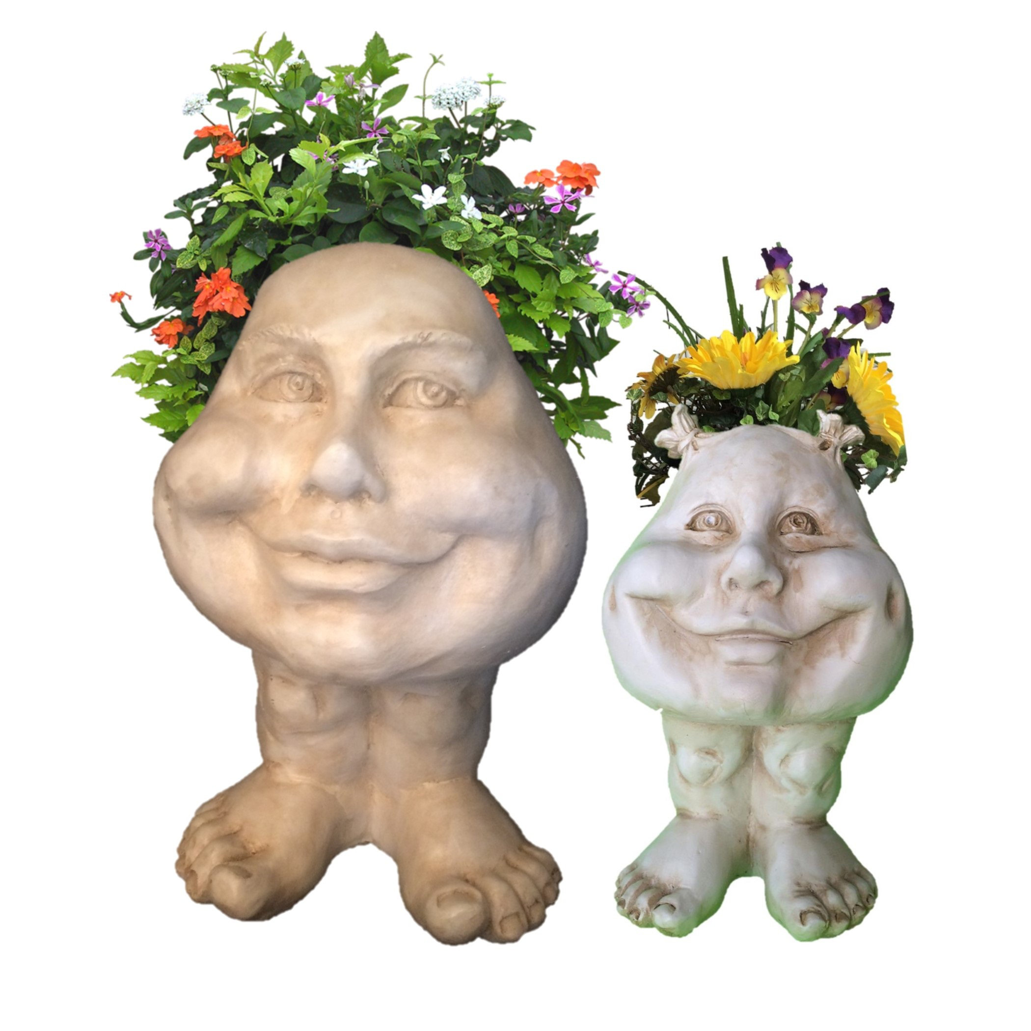 HomeStyles Muggly's 2 Piece Daisy & Crying Brother Face Statue Planter ...