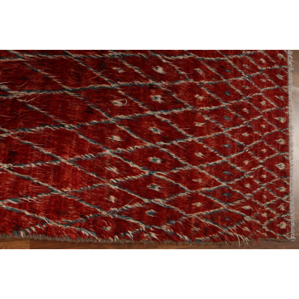 Rugsource Tapis rouge marocain Trellis fabriqué à la main 7 x 10 ...