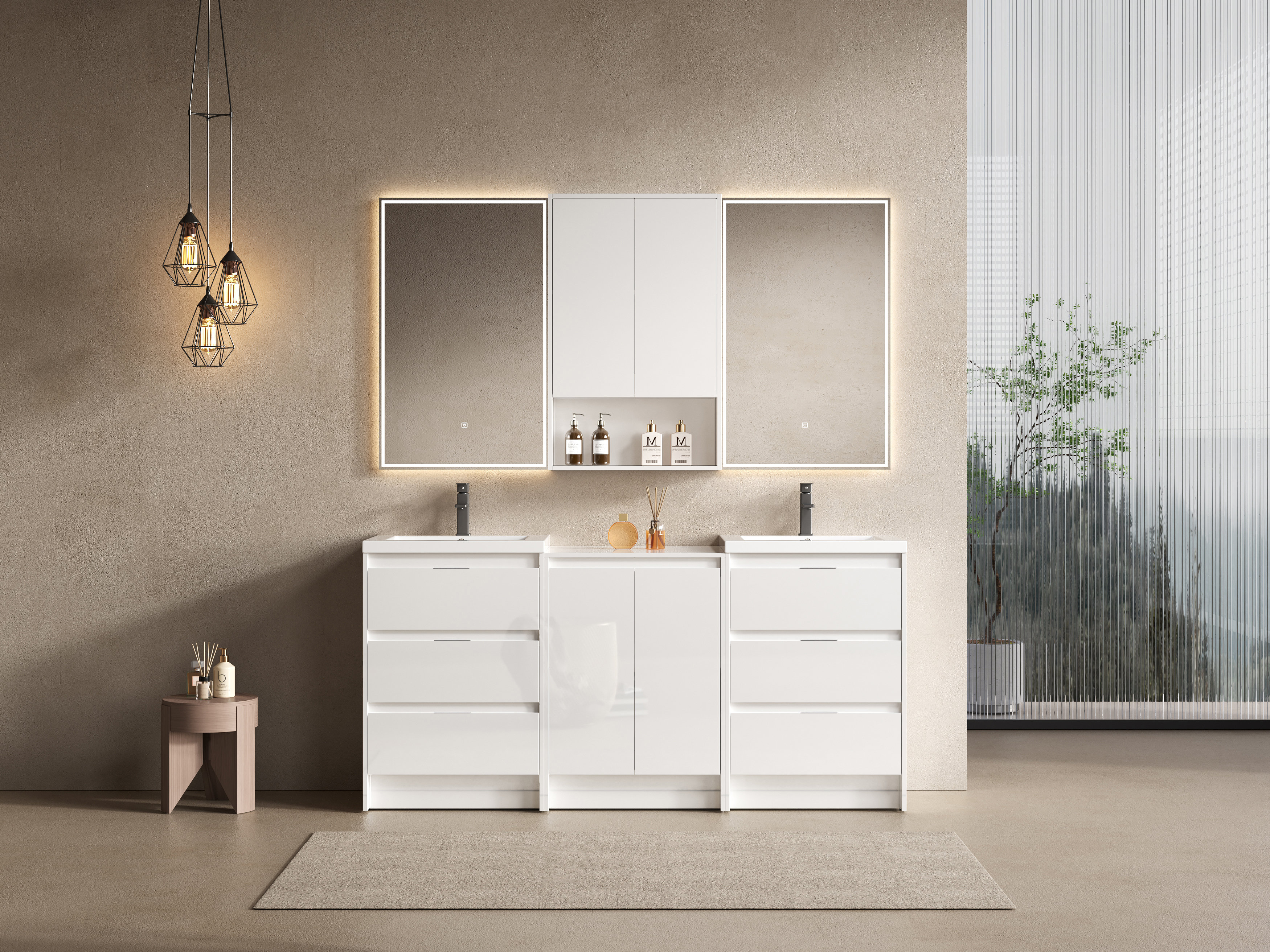 NFusion Hearthstone Modern Floating Bathroom Vanity Set with Sink and ...