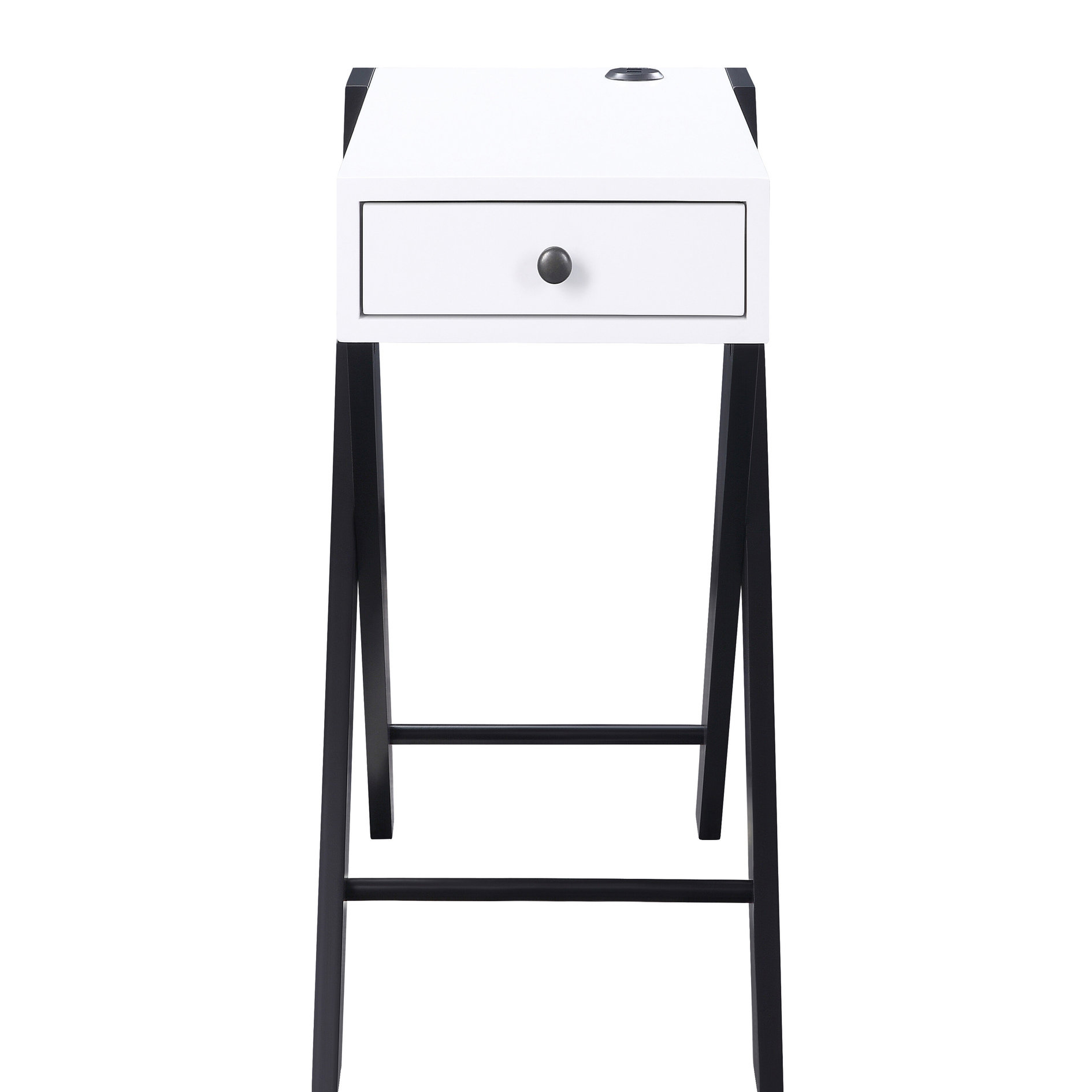 Wrought Studio™ White And Black Rectangular Side Table With Charging ...