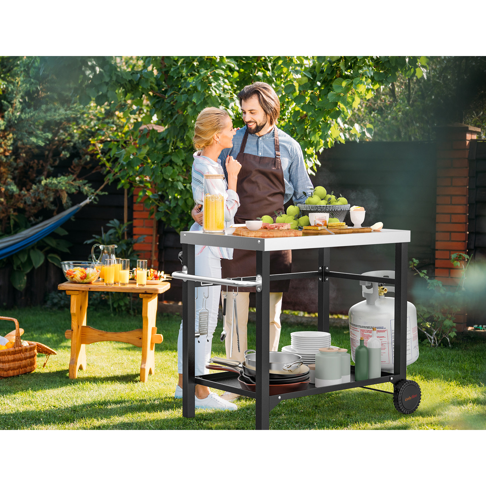 Hitechluxe Portable Outdoor Grill Cart Pizza Oven Stand For Kitchen ...