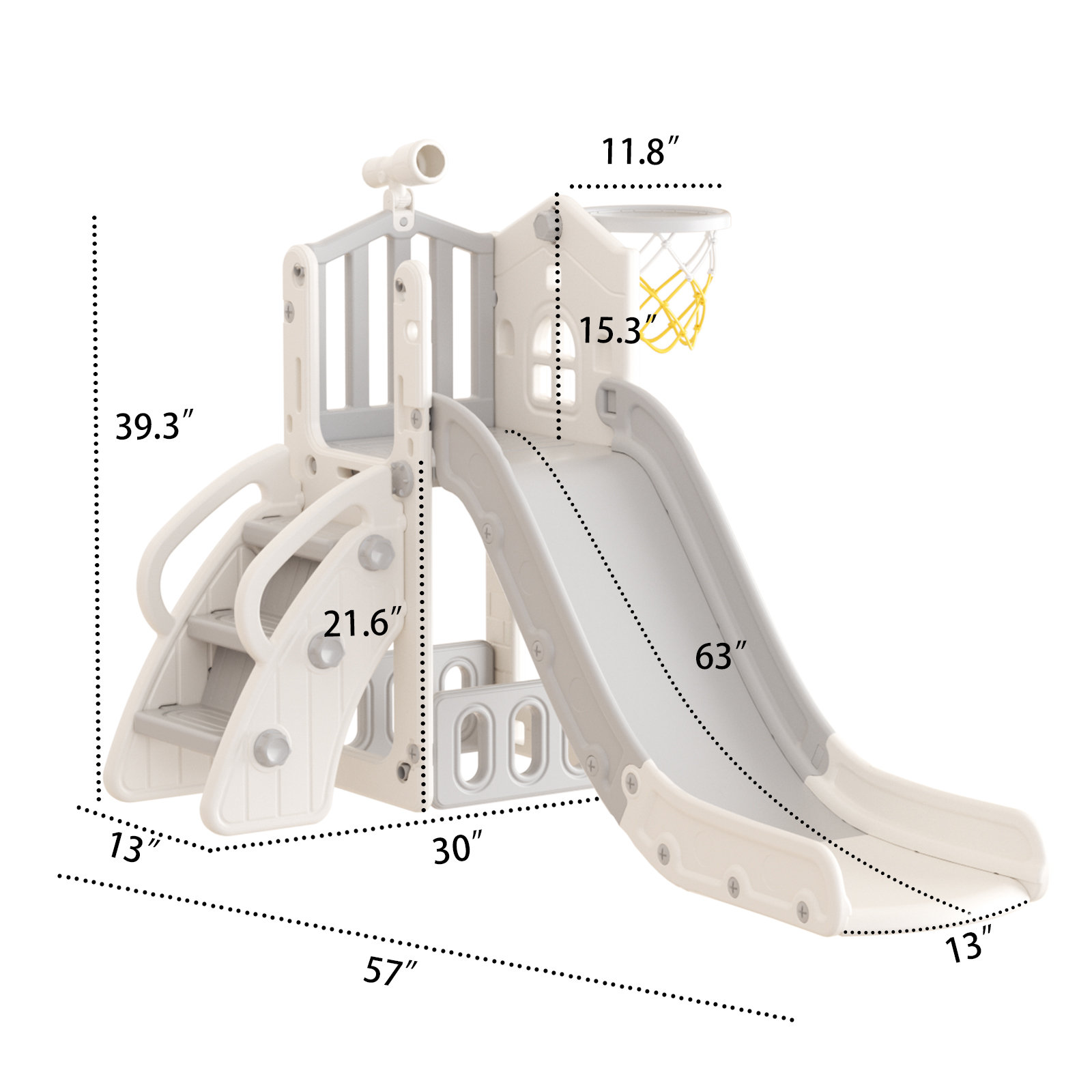 Feanch 57'' W Plastic Freestanding Slide | Wayfair