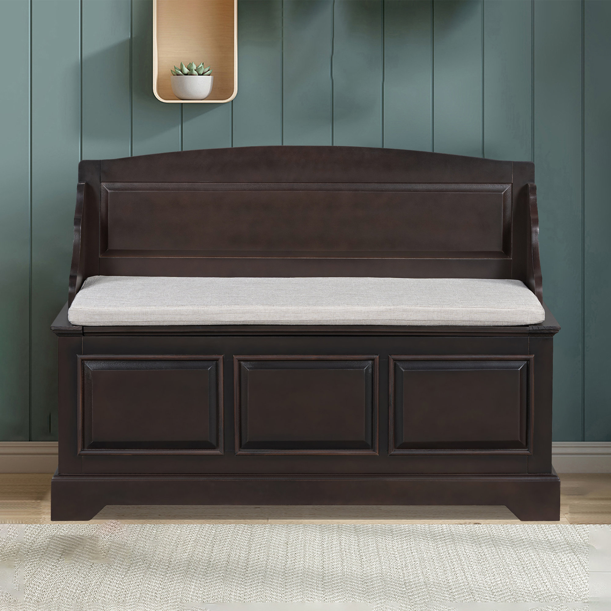 Red Barrel Studio® 42" Wide Shoe Storage Bench With Cushion Entryway ...