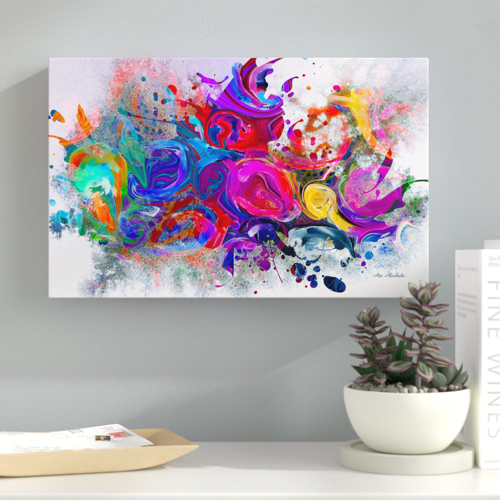 Ebern Designs Dark Color Explosion' Oil Painting Print on Wrapped ...