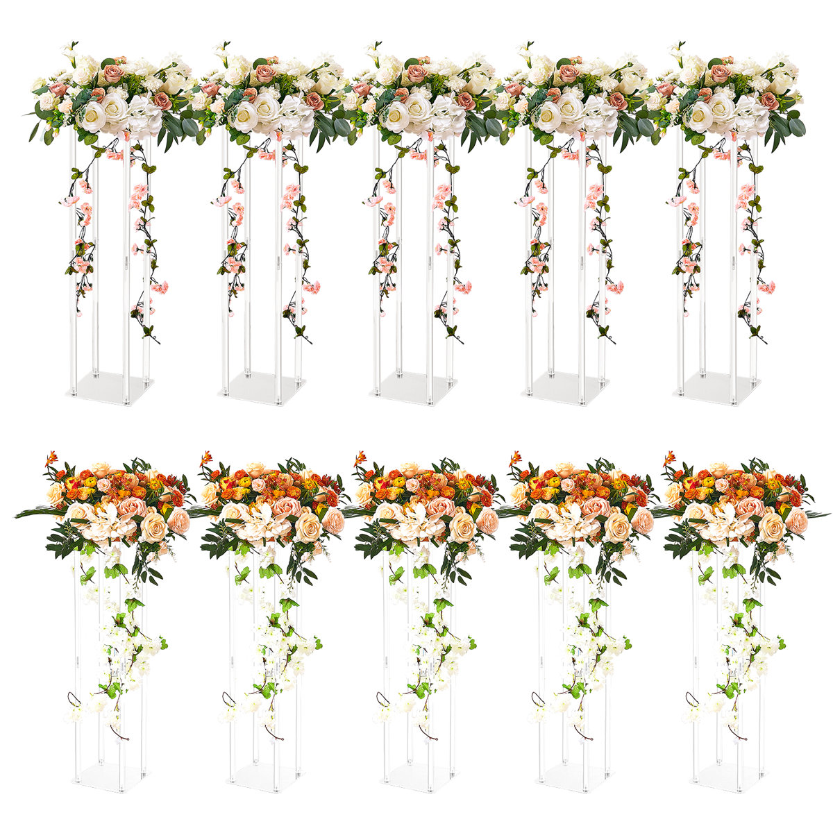 VEVOR 23.6inch High Acrylic Wedding Flower Stand Floral Display Racks ...