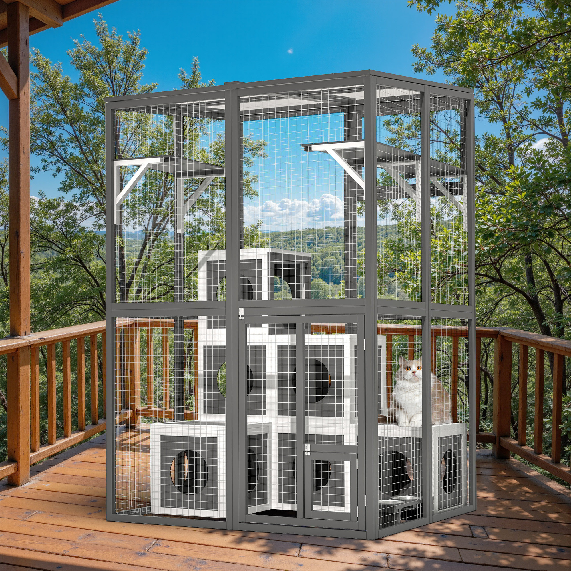 One Allium Way® Outdoor Cat Enclosure - Walk-In Cat Playpen Kennel With ...
