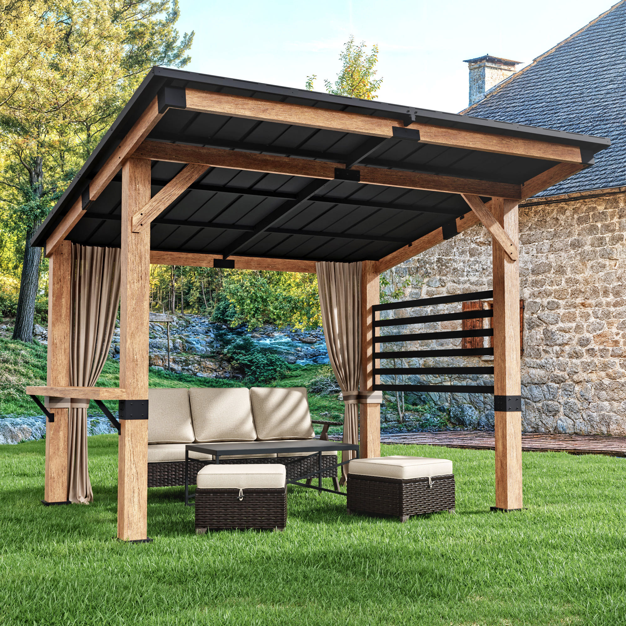 UPTIOT Cedar Wood Patio Gazebo - Wayfair Canada