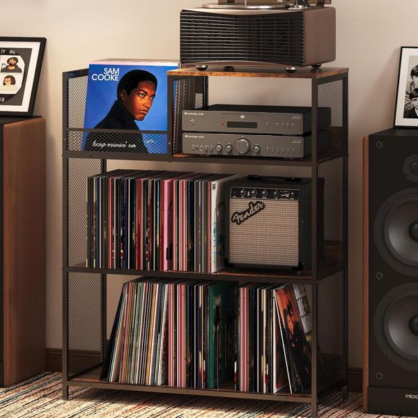 17 Stories 4 Tier Large Record Player Stand Holds Up To 380-450 Albums ...