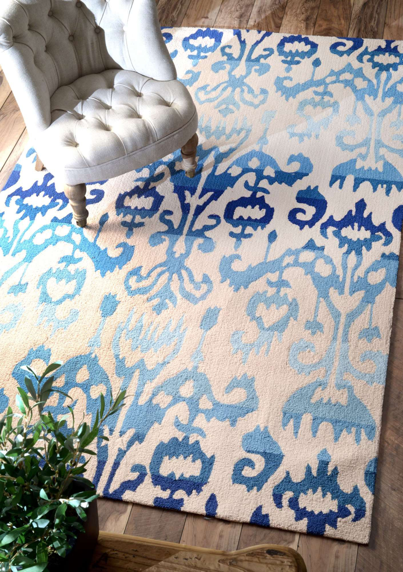 Brayden Studio® Oliveri Blue Ikat Area Rug & Reviews | Wayfair