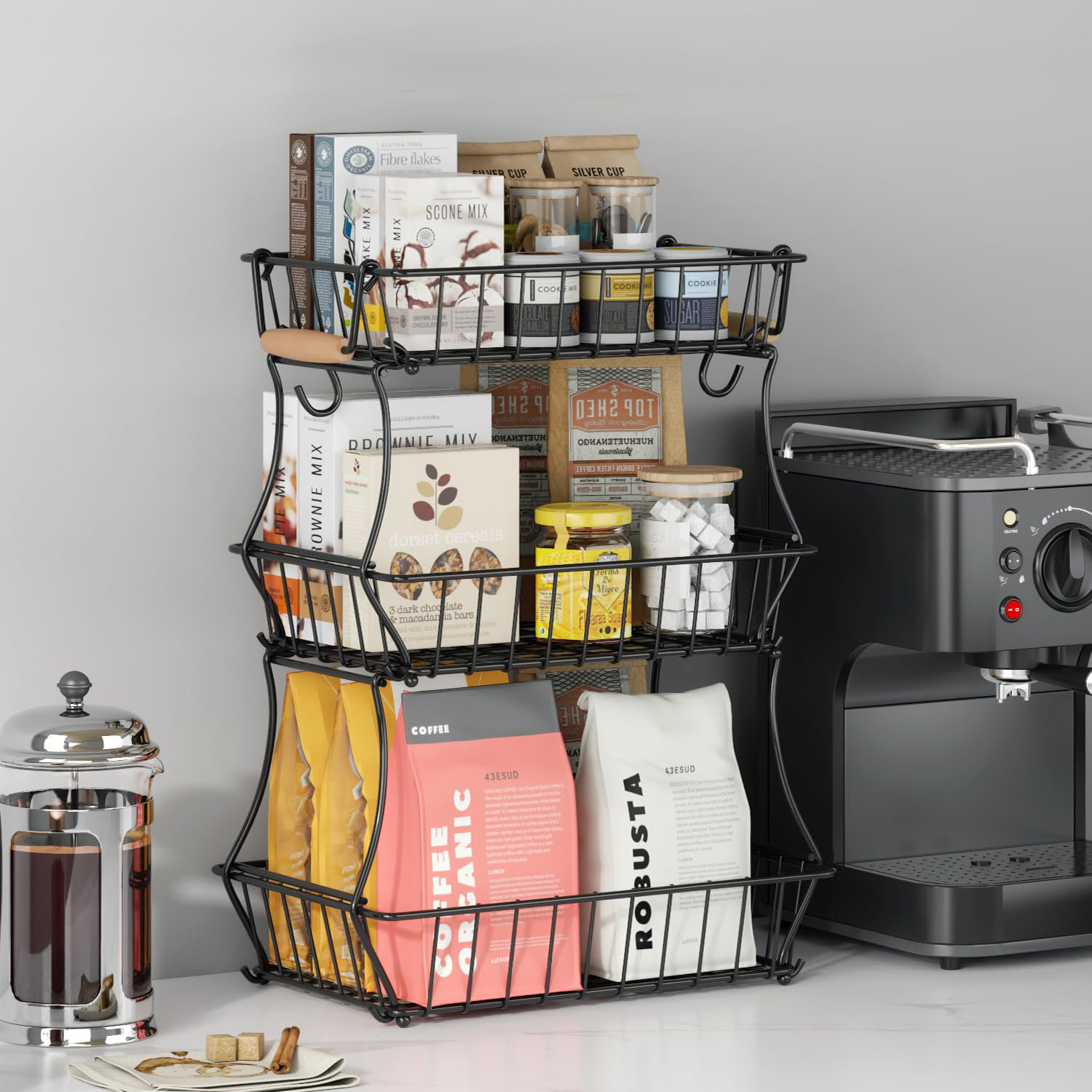 Prep & Savour 3-Tier Kitchen Counter Removable Wire Fruit Storage ...