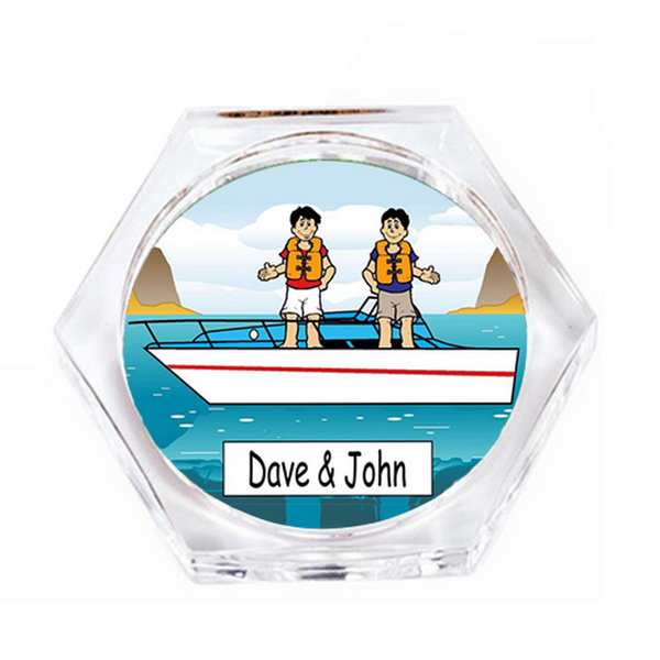 Printed Perfection Personalized Boating - Male & Male Drink Coaster ...