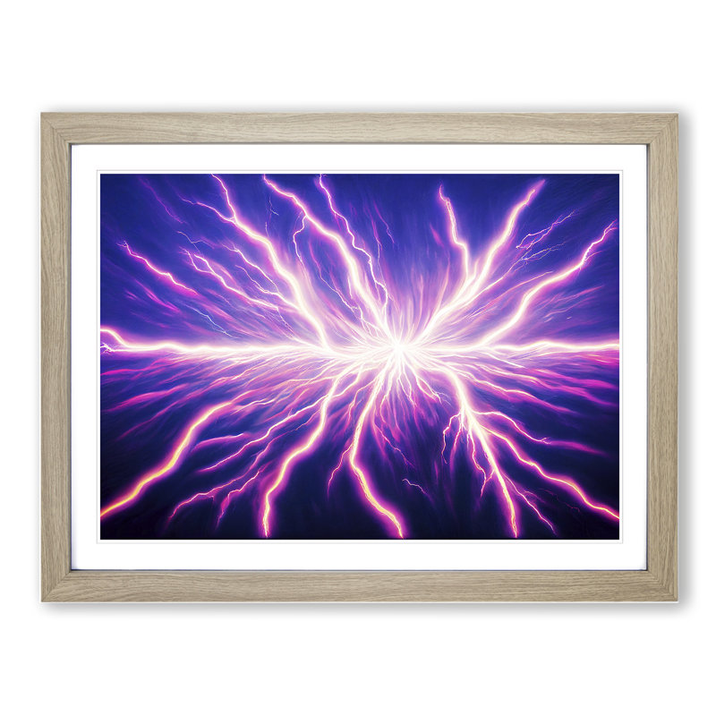 Metro Lane Dazzling Lightning Bolt - Framed Print | Wayfair.co.uk