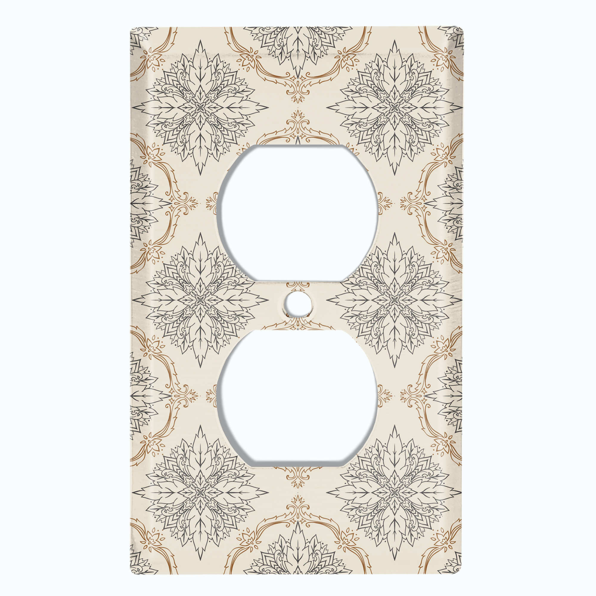 WorldAcc Metal Light Switch Plate Outlet Cover (Damask Ornament Tan ...