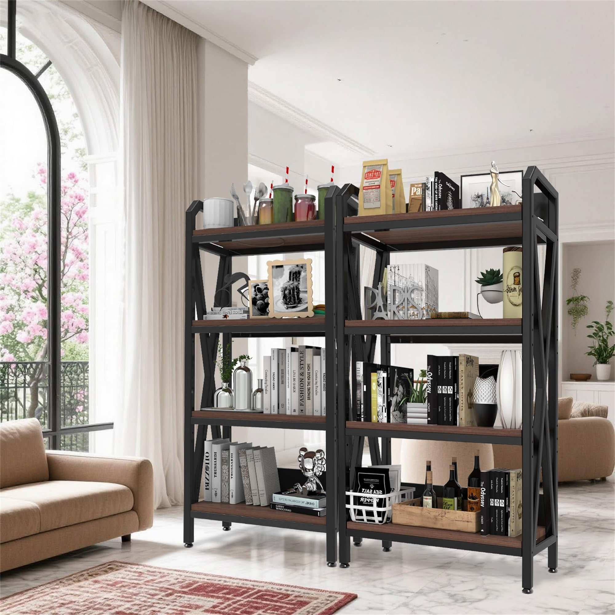 17 Stories Bakers Rack With 4-Tier Adjustable Wood Shelves - Wayfair Canada