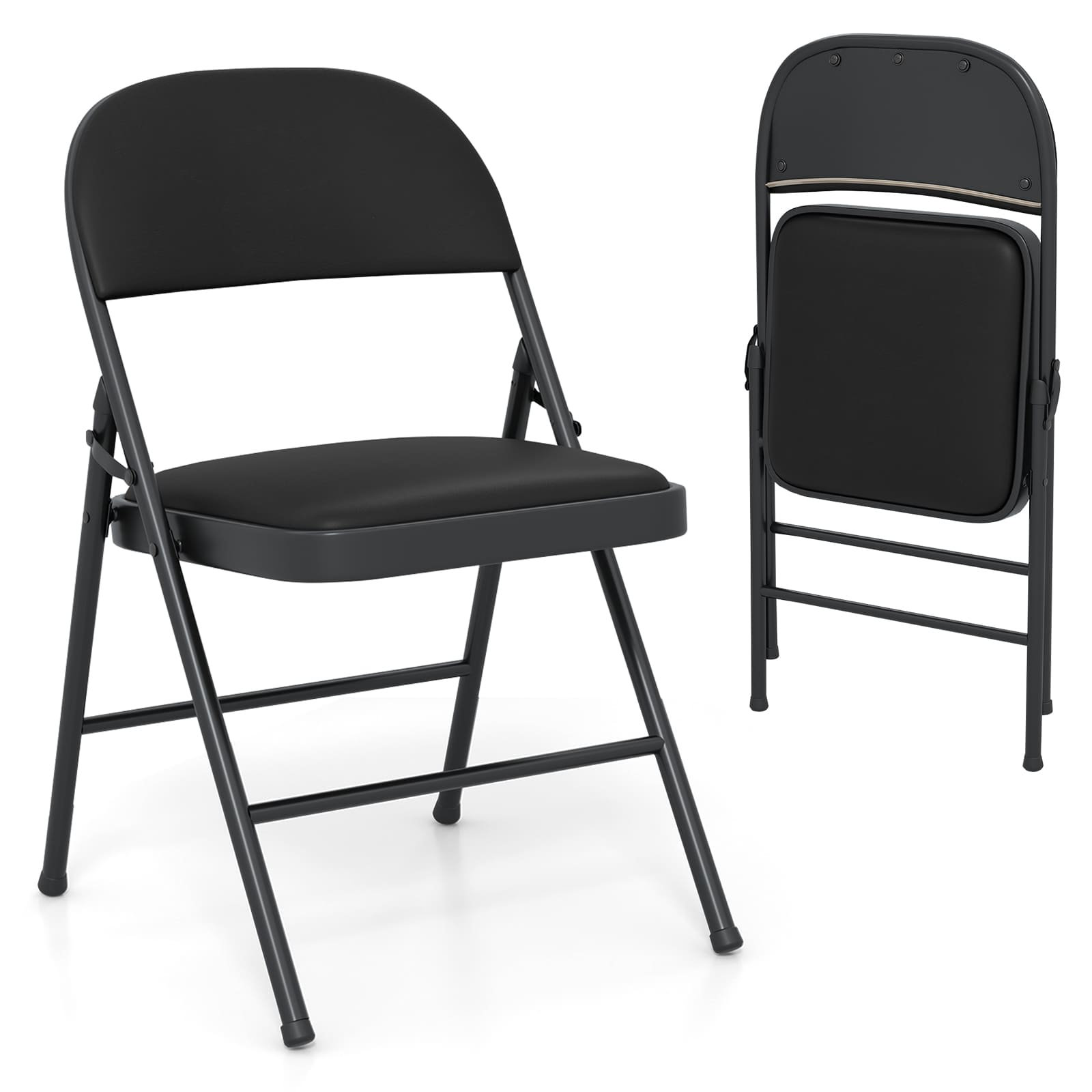 Inbox Zero 2 Pack Folding Chairs Padded Party Chairs With Metal Frame ...