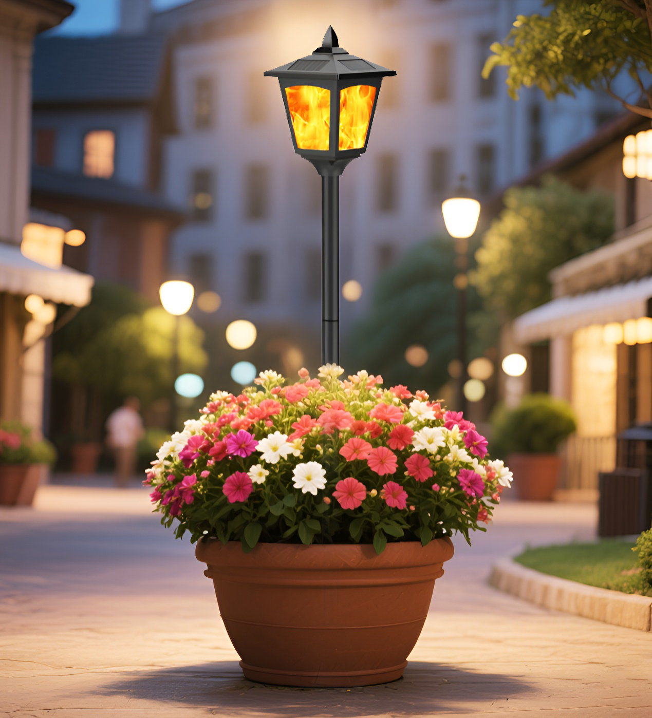 Myfuncorp 4 Pack 40" Solar Flickering Flame Post Lights – Waterproof ...