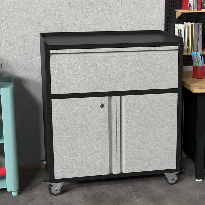 Latitude Run® Lockable Storage Cabinet with Drawer& 2 Doors Adjustable ...