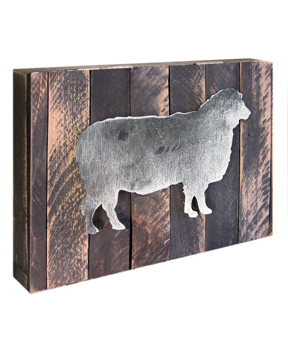 Designocracy Sheep Block Art on Reclaimed Wooden Board Wall Décor ...