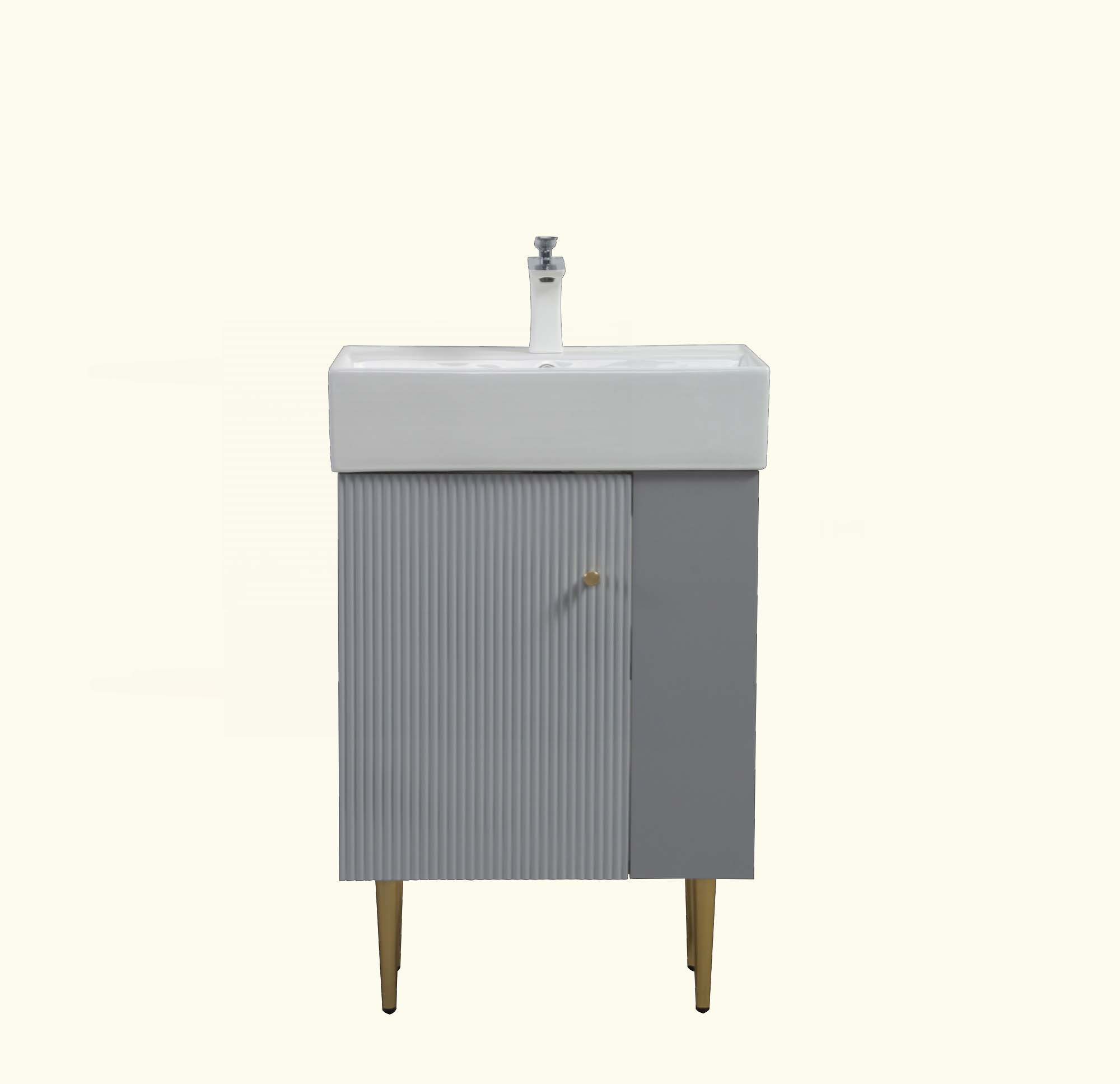 Ebern Designs Open-Shelving Bathroom Vanity With Ceramic Sink Soft ...