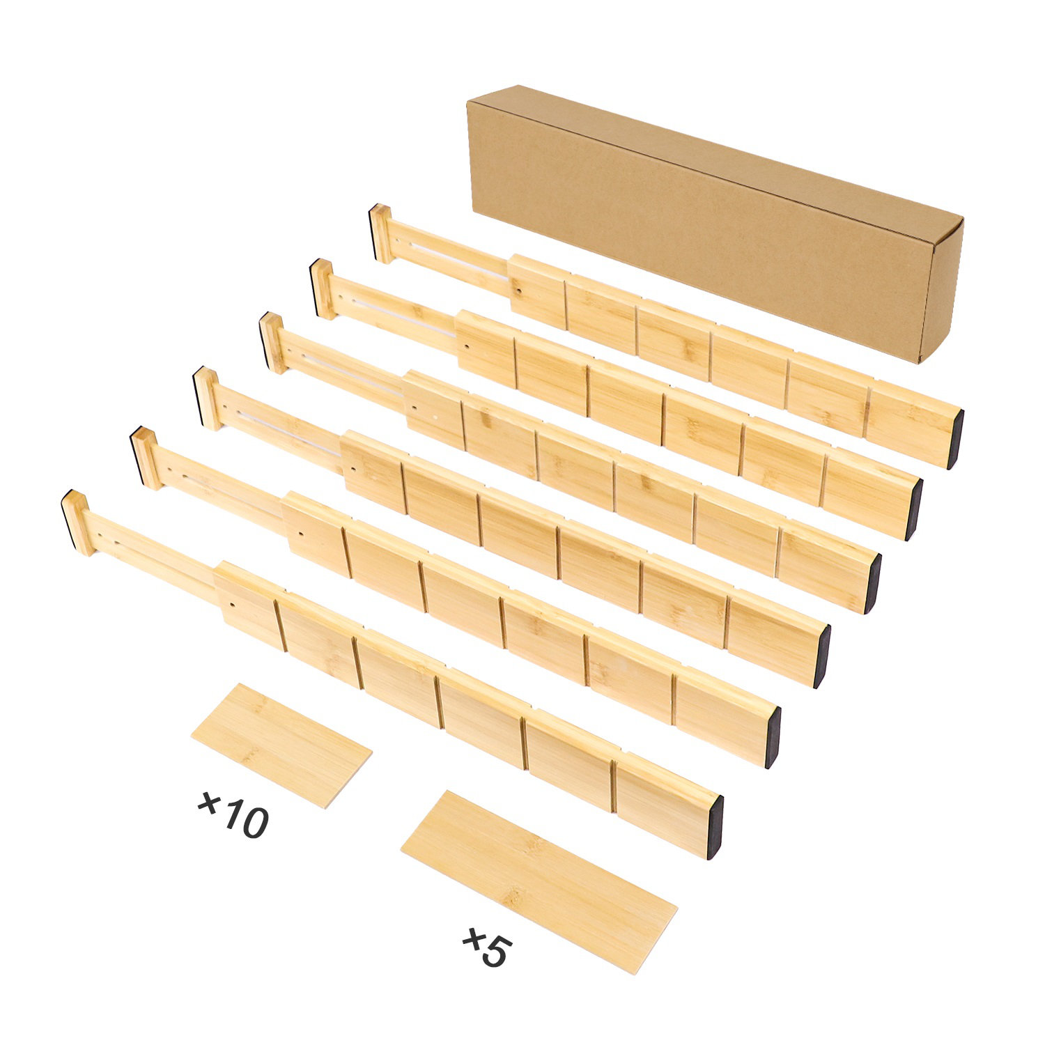 Rebrilliant Hico Bamboo Drawer Dividers 6pc with Inserts Set, Kitchen ...