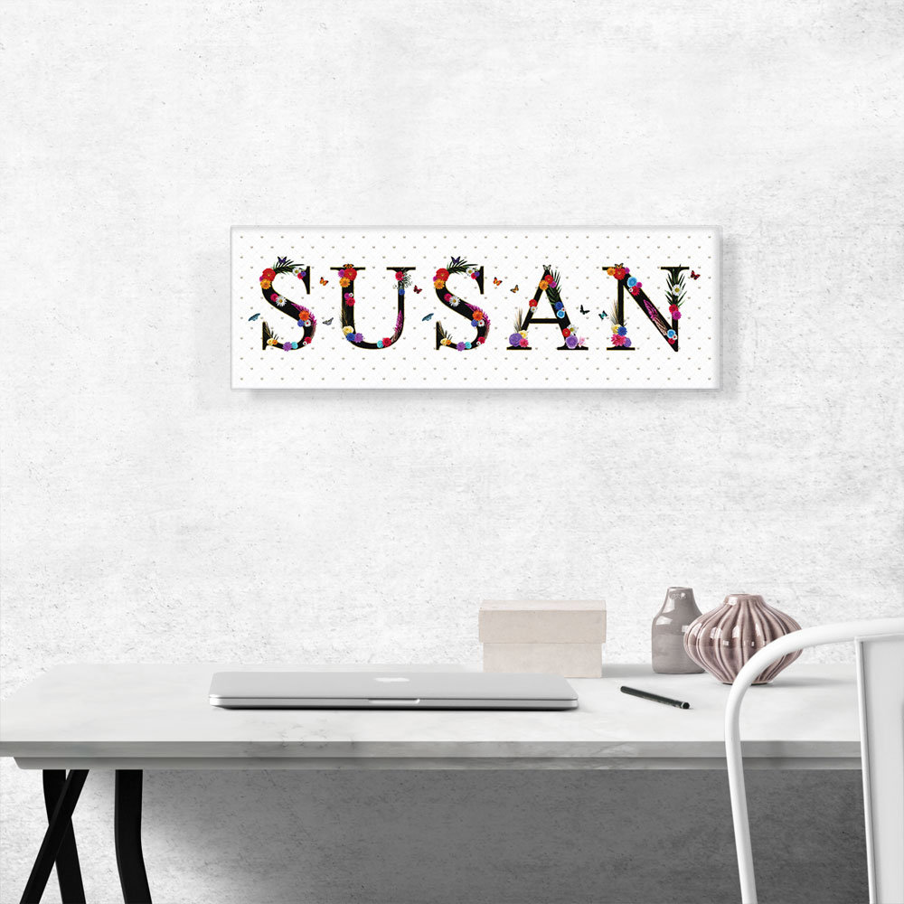 ARTCANVAS SUSAN Girls Name - Wrapped Canvas Panoramic Textual Art Print ...