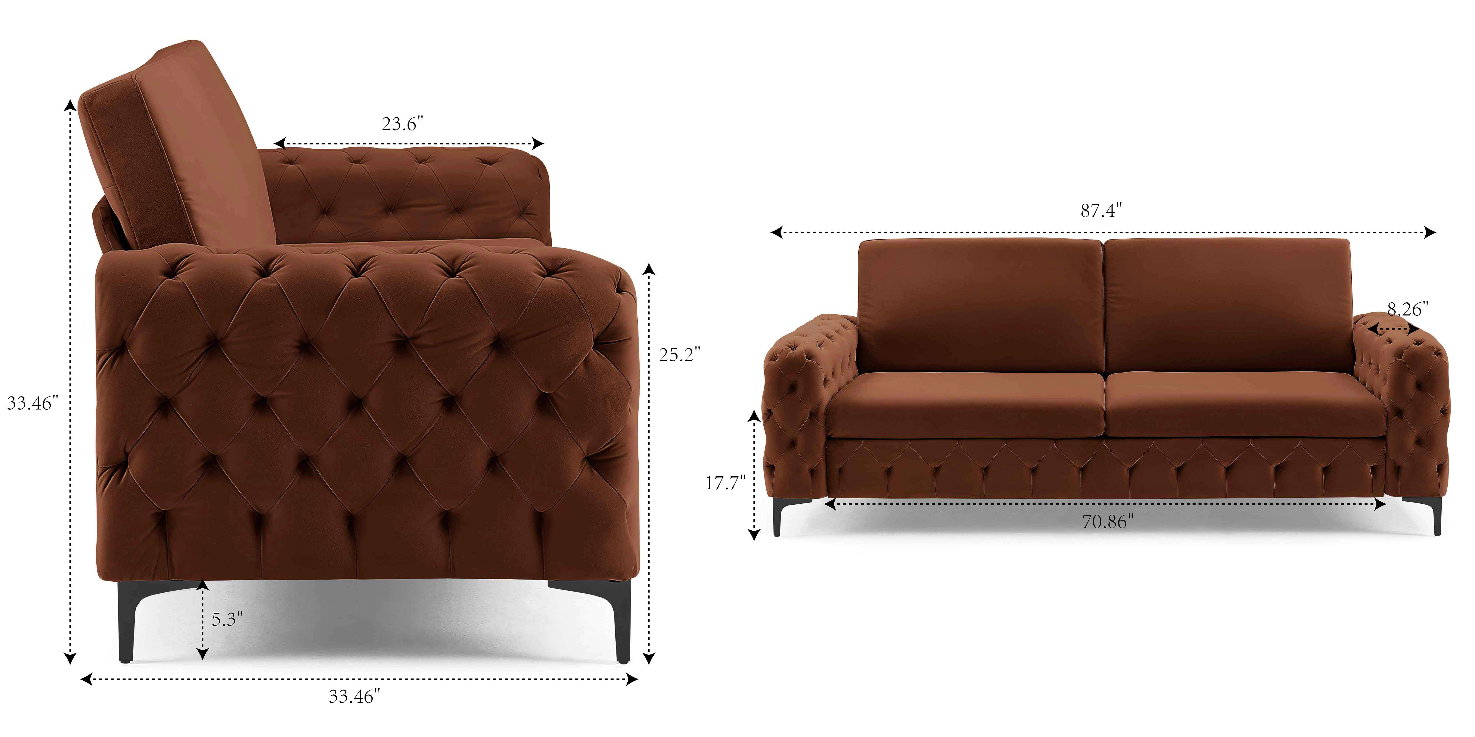Wrought Studio™ Bushong MINIMORE Modern Style 87.4'' Velvet Square Arms ...