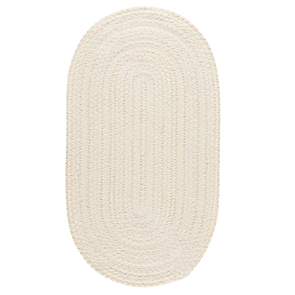 Dovecove Oval Striped Hand Braided Beige Area Rug | Wayfair
