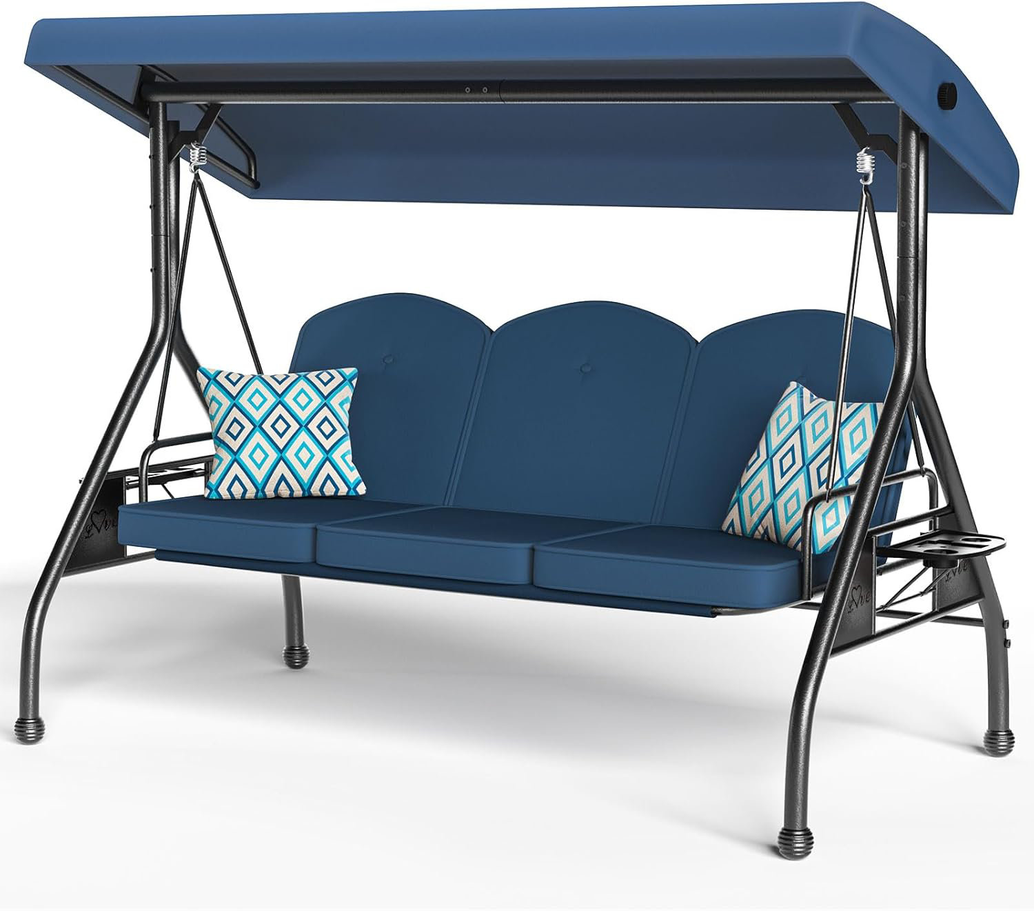 Latitude Run® 3 Seat Outdoor Porch Patio Swing With Adjustable Canopy ...