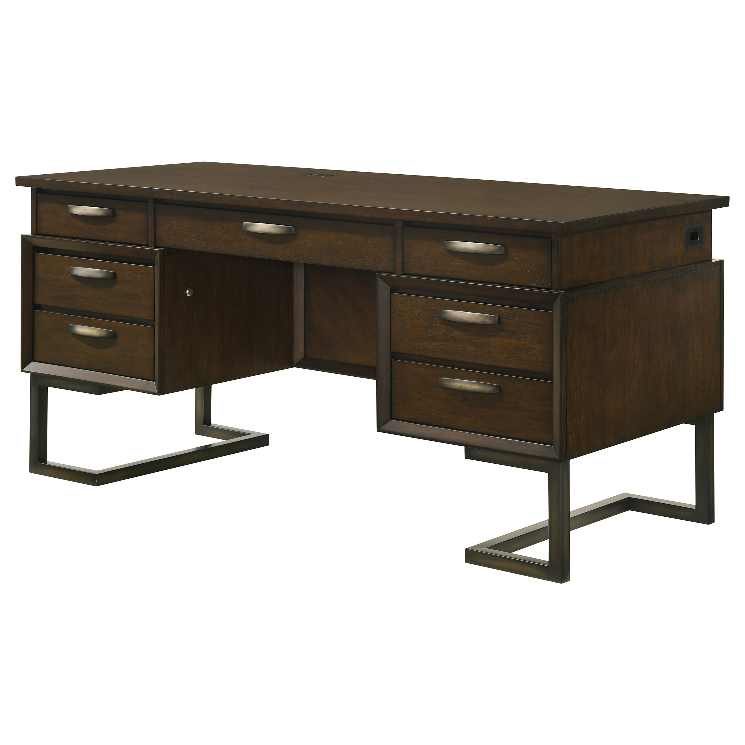 Alma Marshall 66-Inch 7-Drawer Executive Office Desk Dark Walnut | Wayfair
