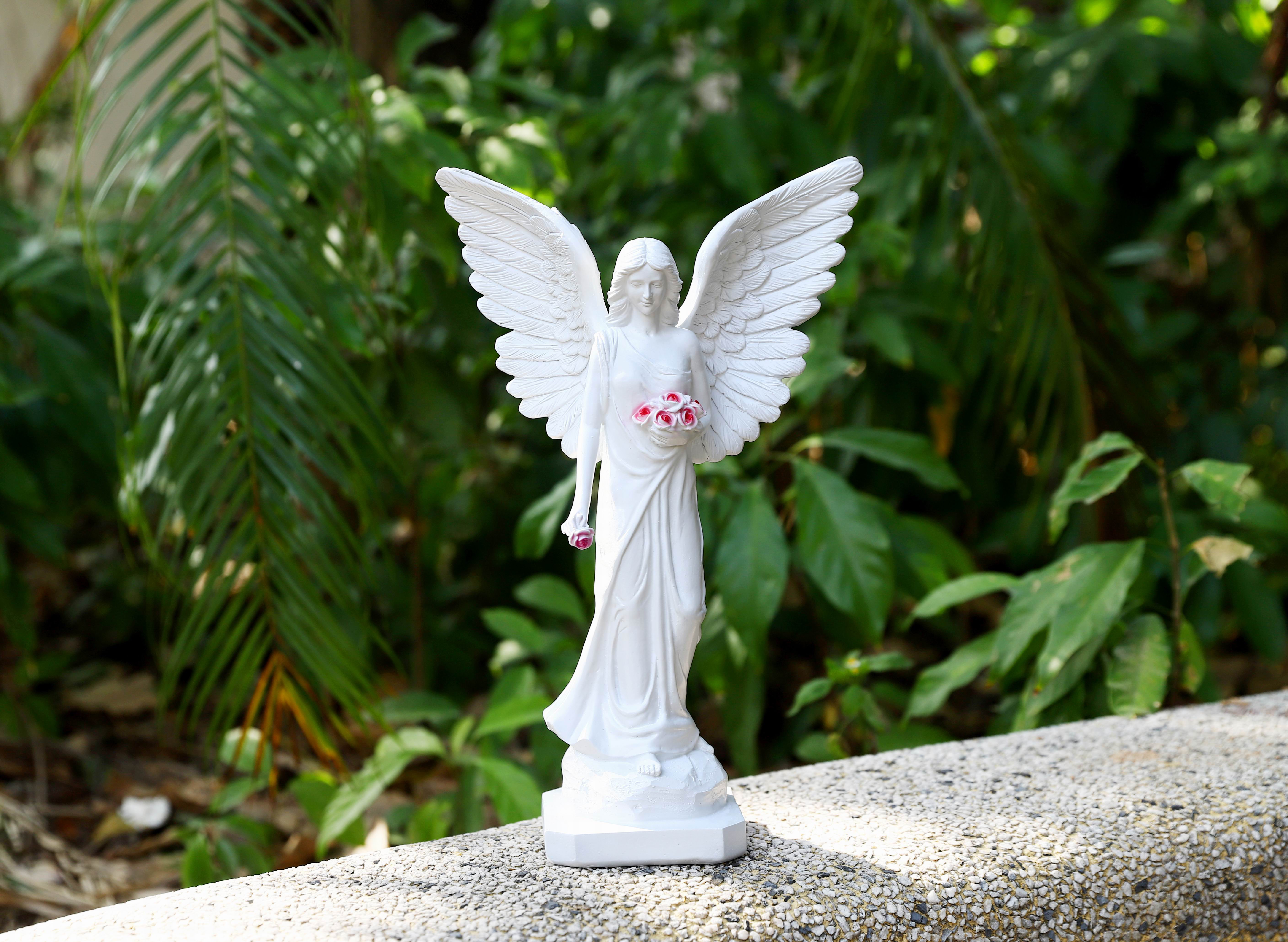 Trinx Solar Guardian Angel Outdoor Garden Statue with Spotlight ...
