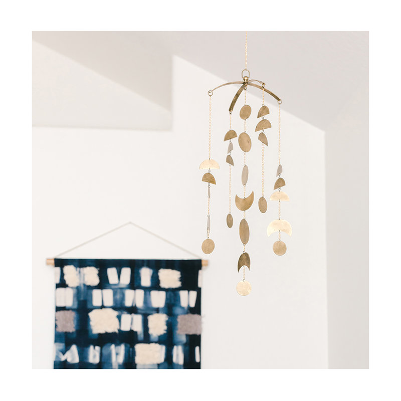 Birch Lane™ Gardenia Half Moon Metal Ceiling Hanging Decor, 36" L ...
