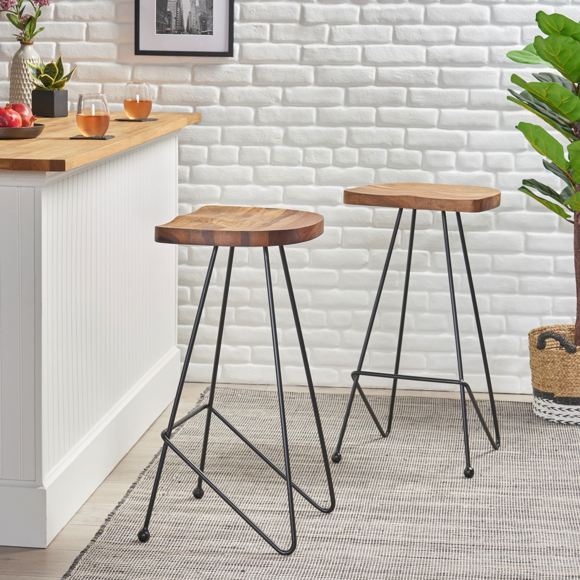 17 Stories Azelea 29.9'' Counter Stool with Metal Frame - Wayfair Canada