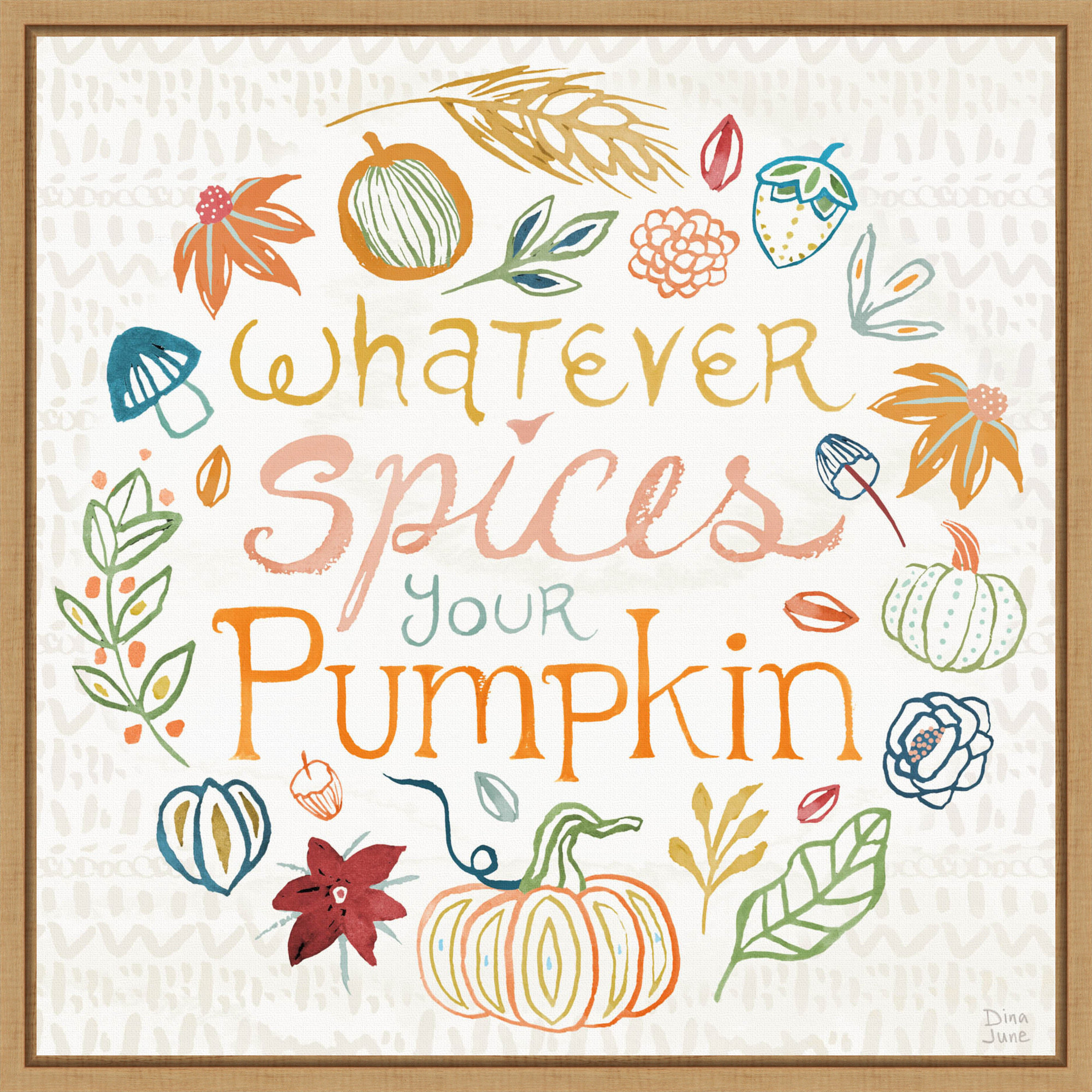 The Holiday Aisle® Harvest Whimsy IX by Dina June Framed Canvas Wall ...