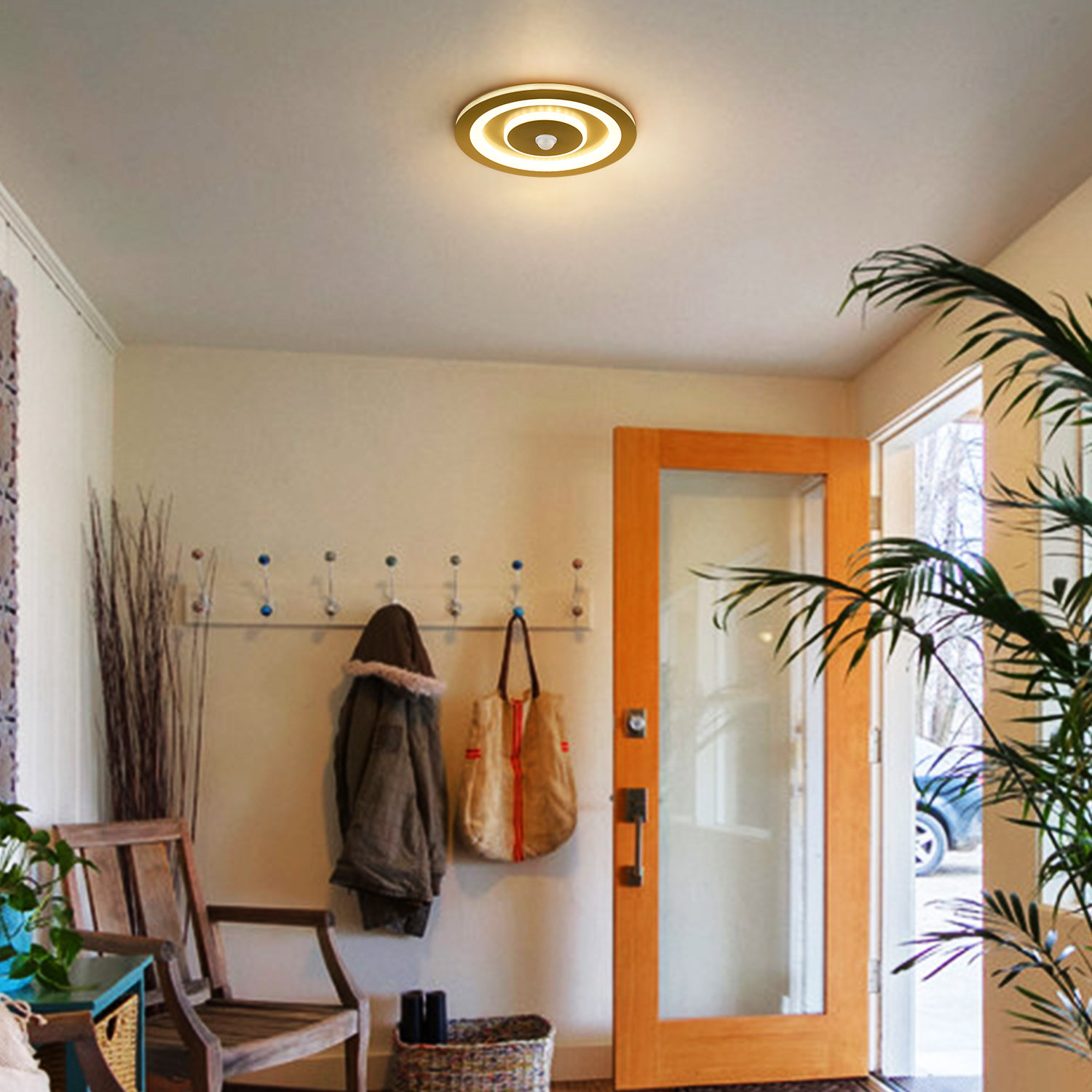 Mercer41 Indoor Flush Mount LED Ceiling Light Fixture With Motion ...